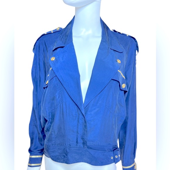 Jacqueline Ferrar | Jackets & Coats | Jacqueline Ferrar Blue And Gold ...